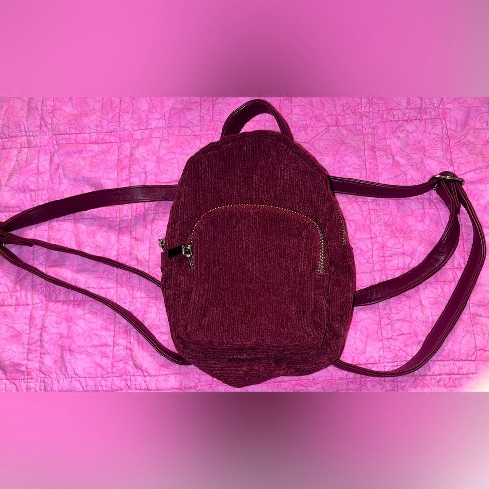 Wild Fable Small Burgundy Corduroy Backpack Nwot - Gem